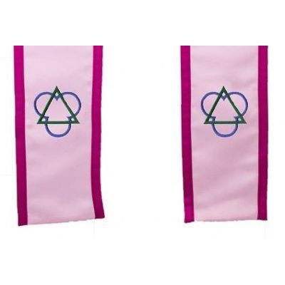 Blessed Trinity Triquetra Symbol Clergy Stole Pink with Hot Pink Border