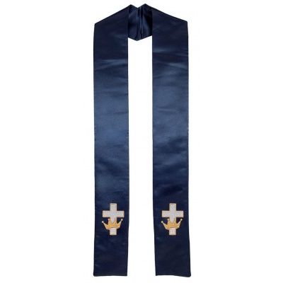 Crown with Cross Navy Blue Clergy Stole